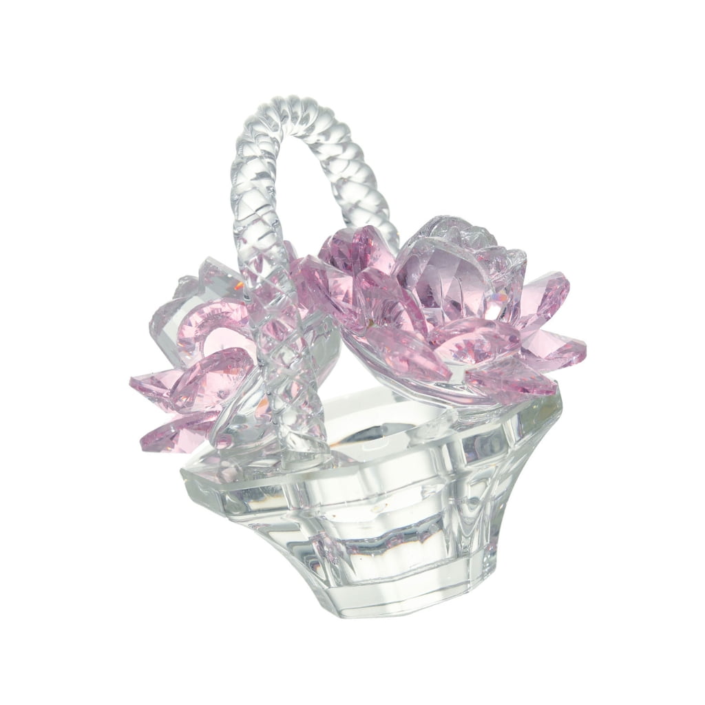 LIANXUE Crystals Rose Flower Basket Decorative Enhances Home Ambiances ...