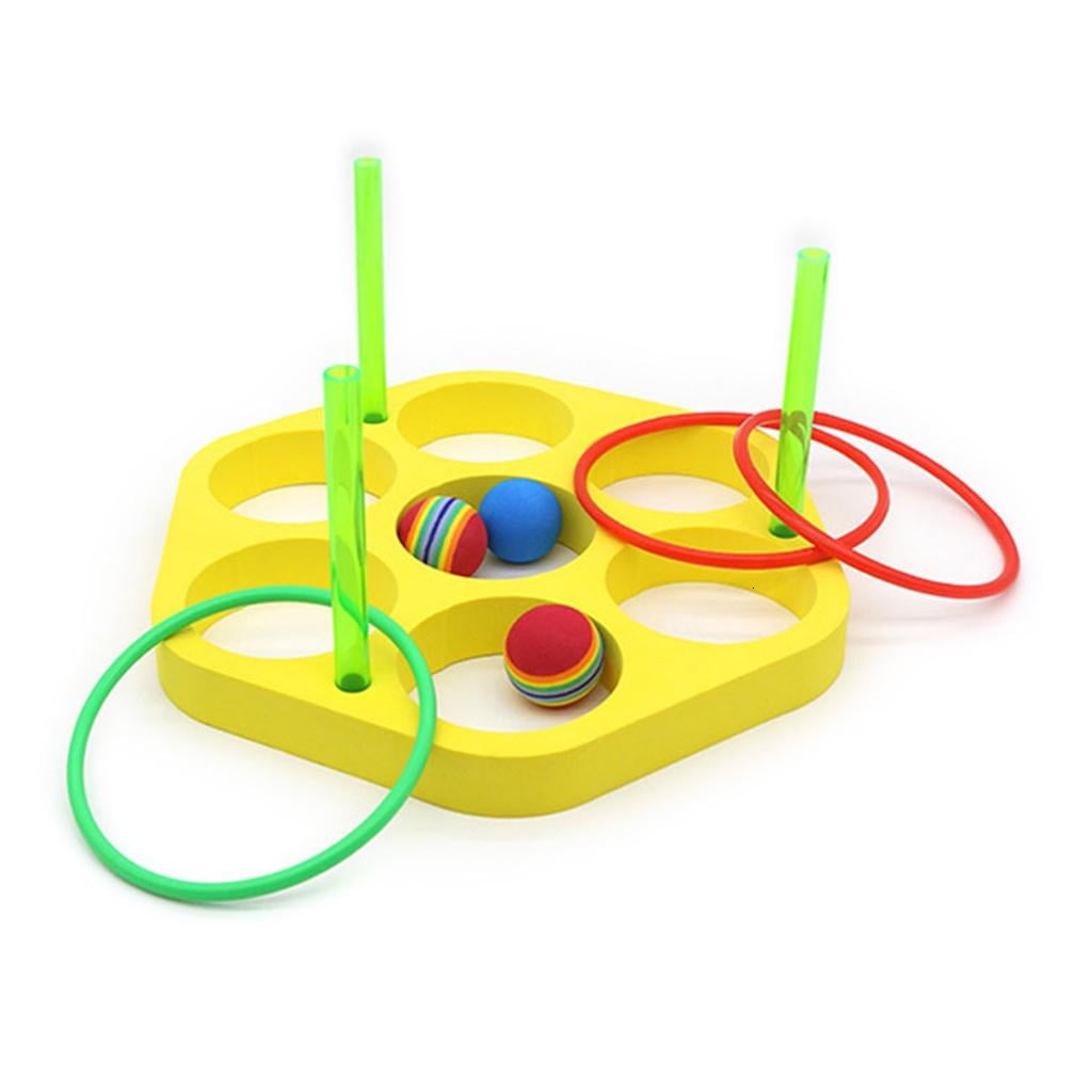 LIANXUE EVA Pool Toy Rings Toss Game Floating Foam Rings Toy with Balls ...