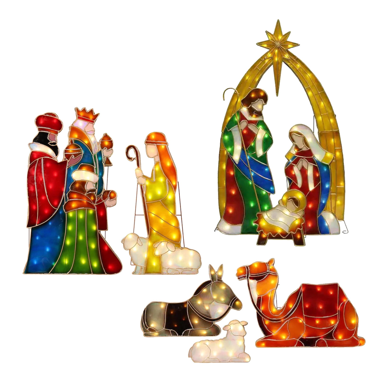 LIANXUE Led Nativity Scene Series Ground Stake Acrylic Jesus Nativity ...
