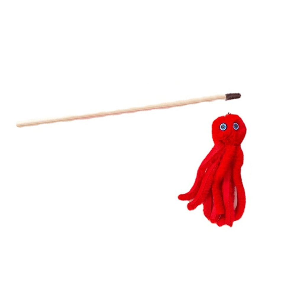 LIANXUE Lovely Cat Stick Toy with Furry Octopus Cat Exercise Indoor Toy ...