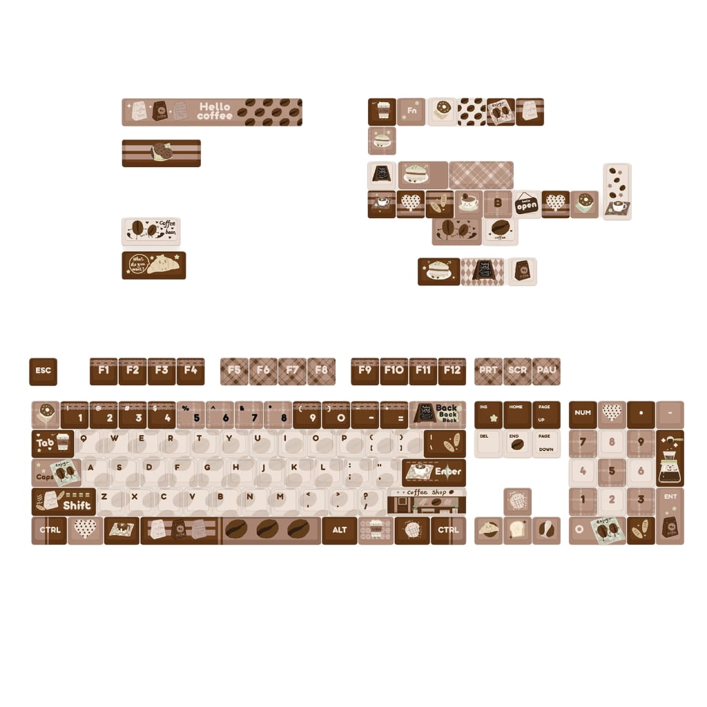 LIANXUE MOA Height Keycaps 131Piece Heat Sublimated PBT Coffee Beans ...