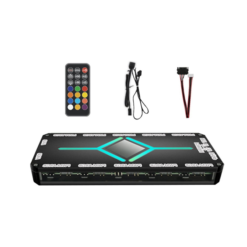 LIANXUE Magnetic 12 ARGB + 10 PWM Fan Hub Controller with Remote for ...