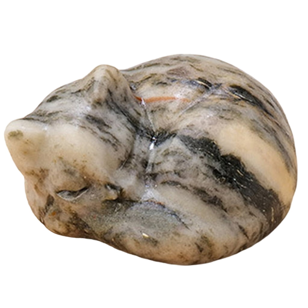 Peaceful Aventurine Cats Statue Miniature Stone Art for Cats Lover ...