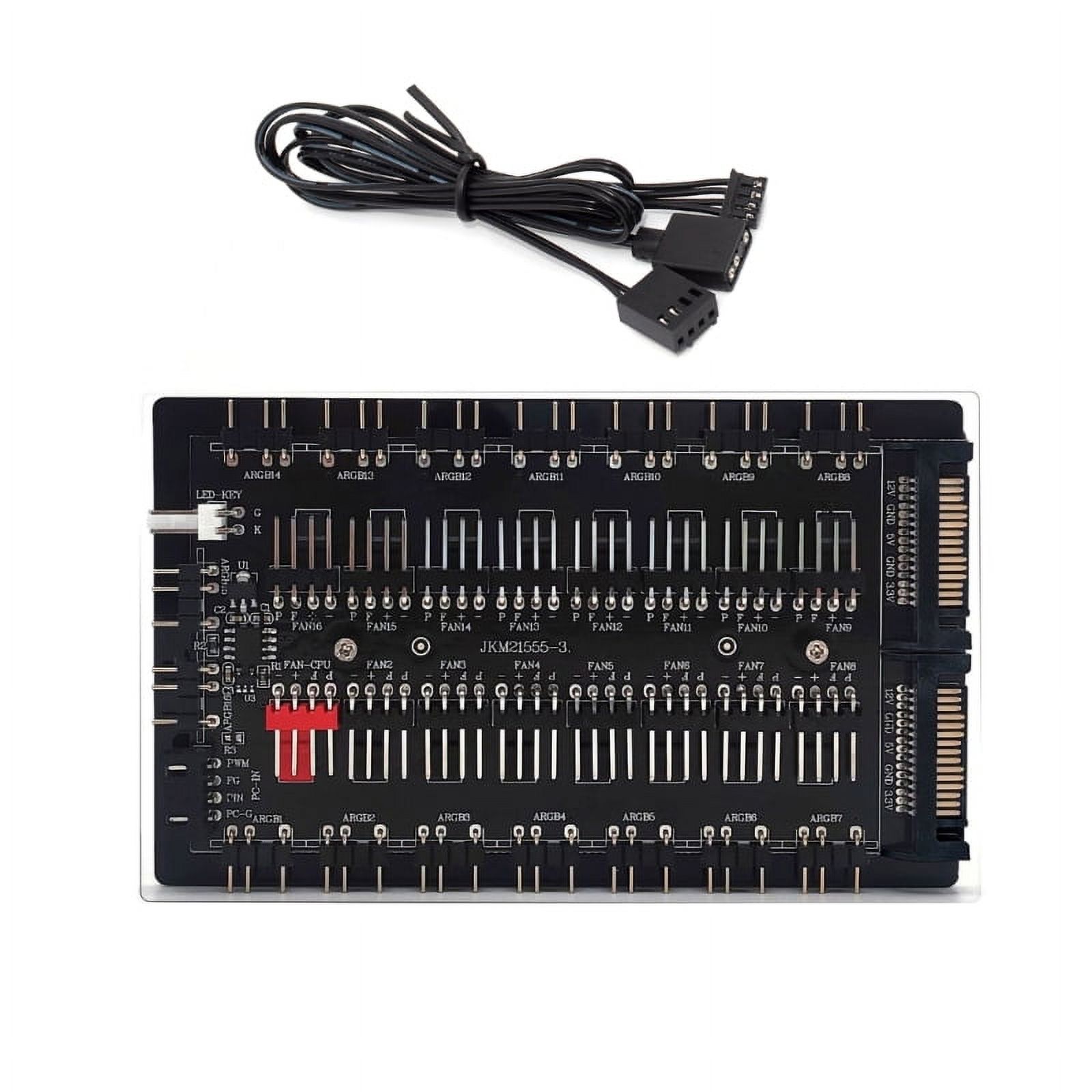 LIANXUE PWM ARGB LED Controller Hub 16 Ports 12V 4Pin Fan 5V 3Pin PWM ...