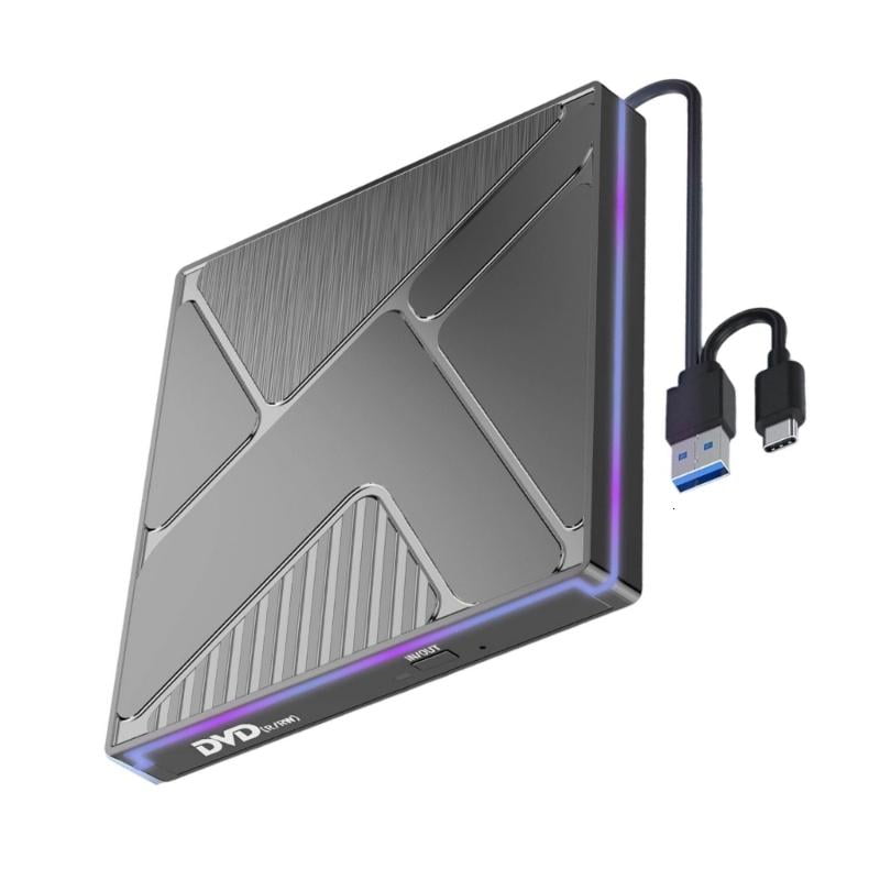 LIANXUE Portable Disc Burning Reader USB Type C Interfaces Reading Disc Drive Thin Multiple ...