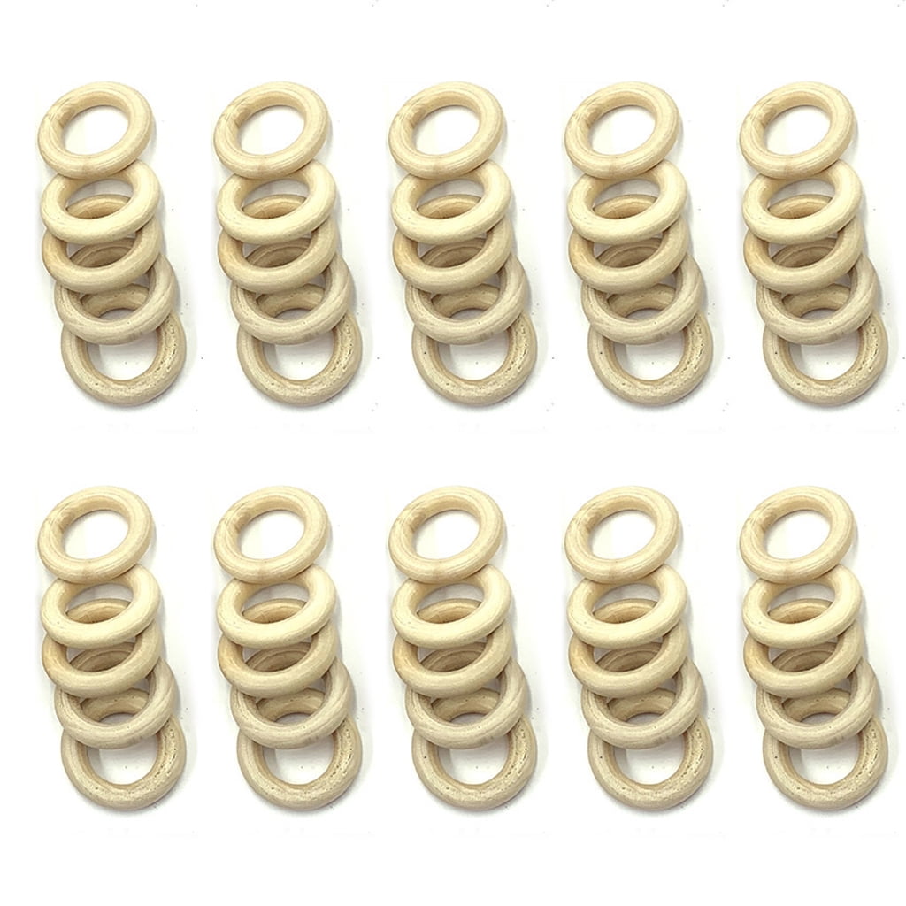 LIANXUE Round Natural Solid Wood Rings Kit Smooth Unfinished Wooden ...