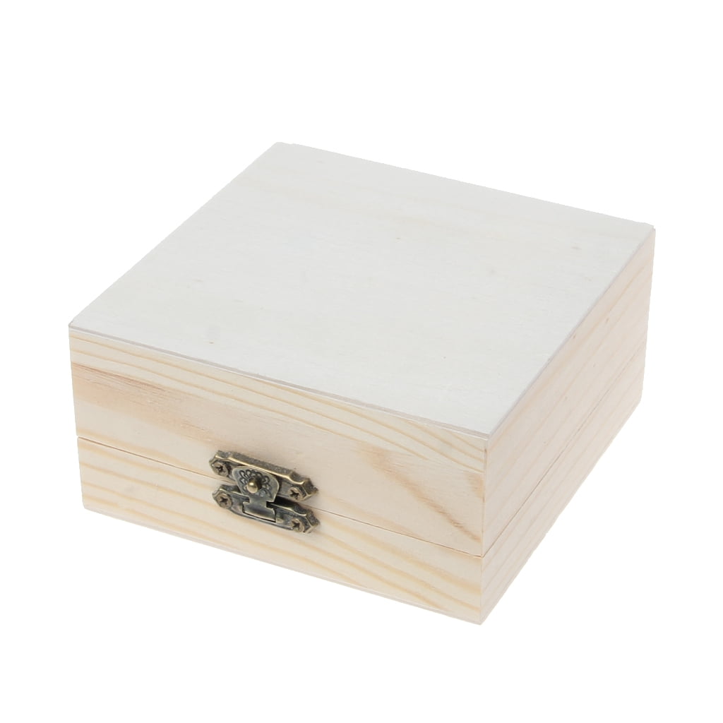 LIANXUE Unfinished Wood Box with Bronze Hinged Locking Lid Jewelry ...