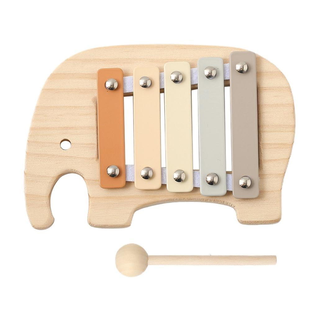 LIANXUE Wood 5 Tones Multicolor Xylophone with Elephant Designs 5 Note ...