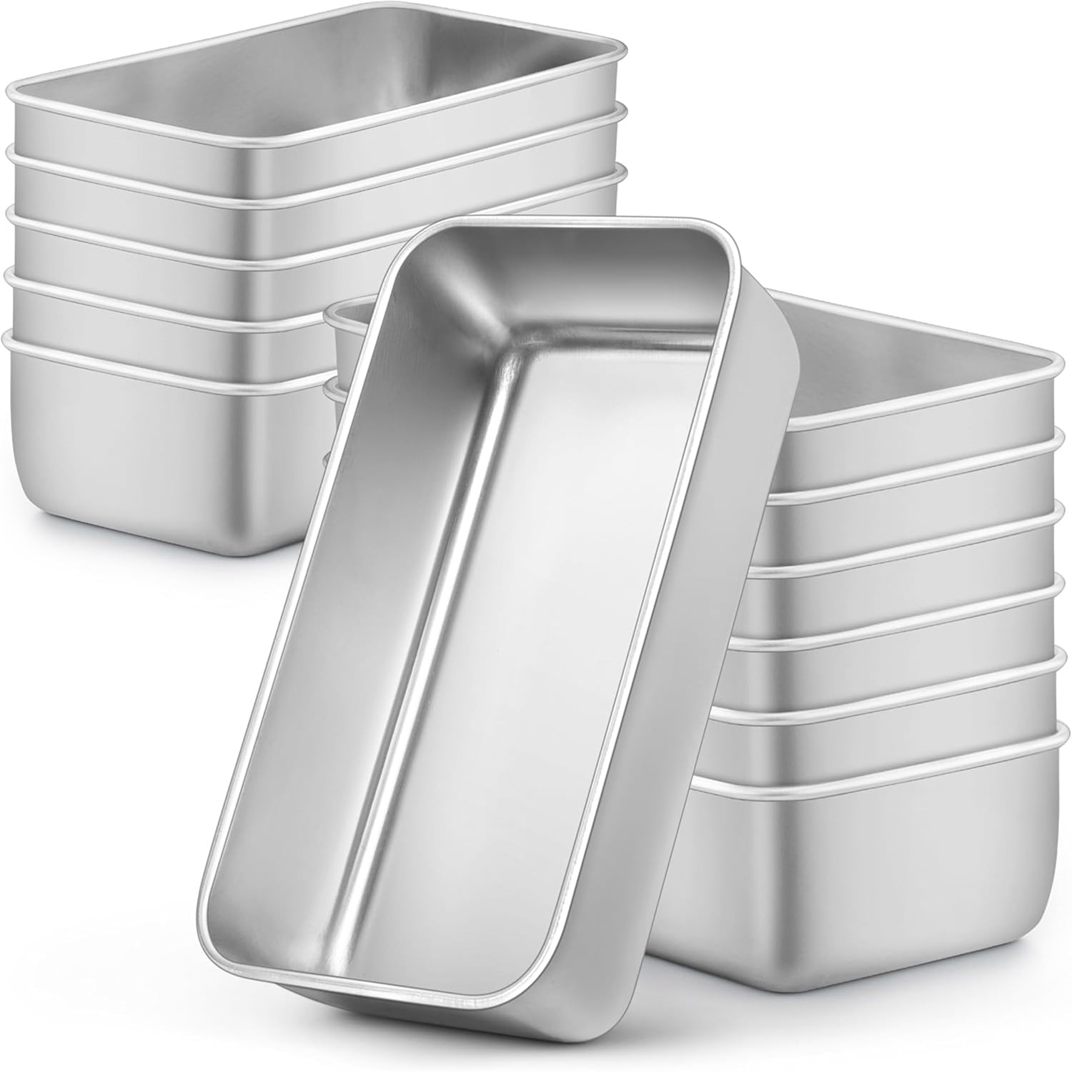 LIANYU Bread Loaf Pans Set of 12, 9x5 Inch Stainless Steel Bread Baking ...