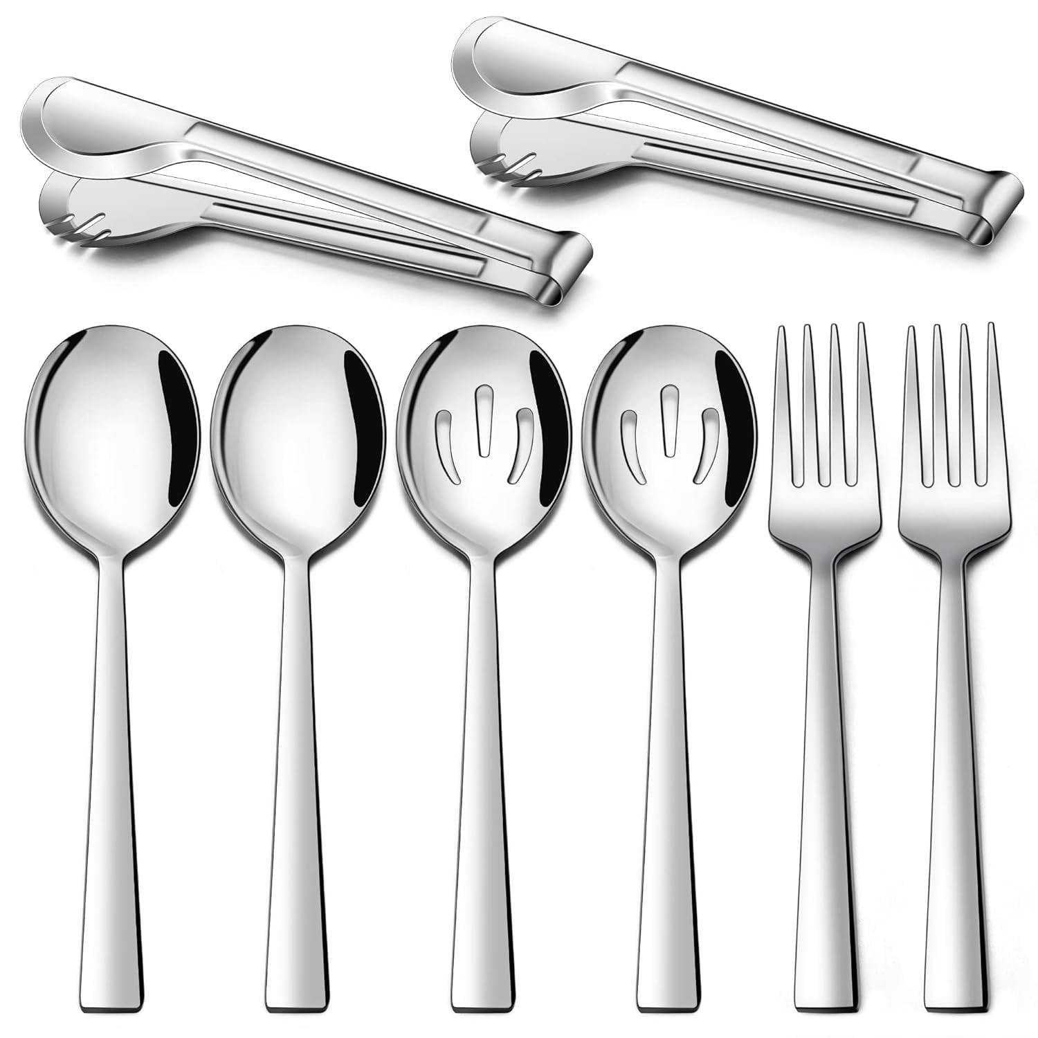 LIANYU Serving Utensils Set of 8 Stainless Steel Serving Spoons Slotted ...