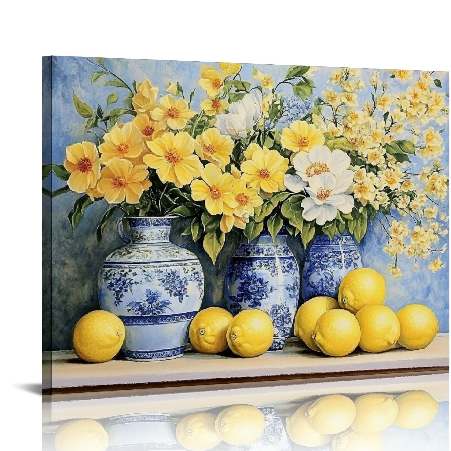 LIAOKANG Farmhouse Kitchen Decor Rustic Flower Kitchen Wall Art, Yellow ...