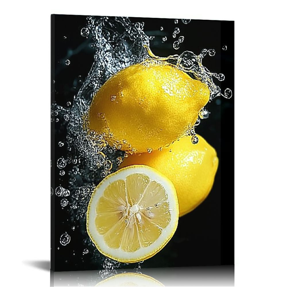 LIAOKANG Lemon Canvas Wall Art Fruit Picture Water Painting Cool Summer ...