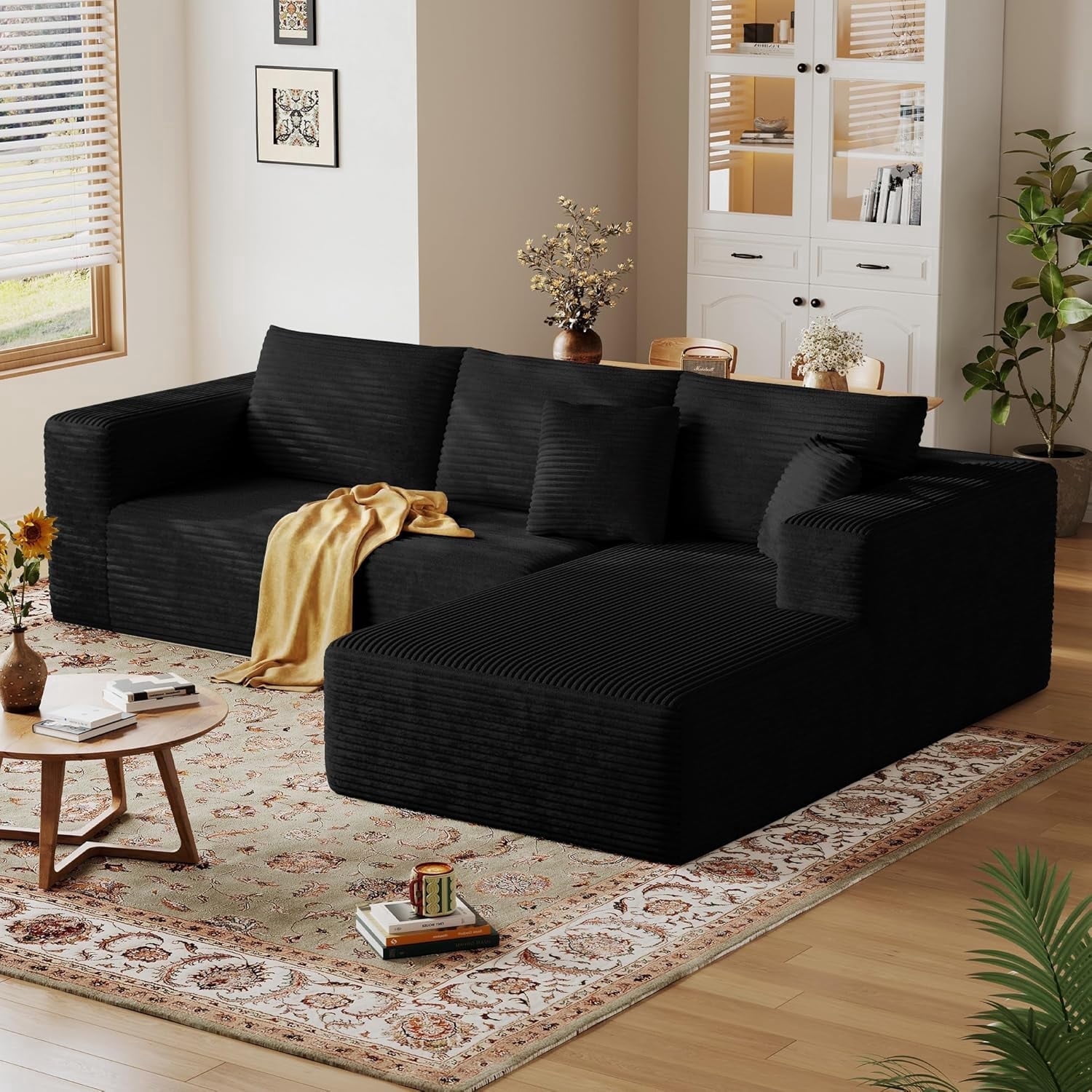 108'' Modular Sectional L-Shaped with Chair,Deep Seat Boneless Corner ...