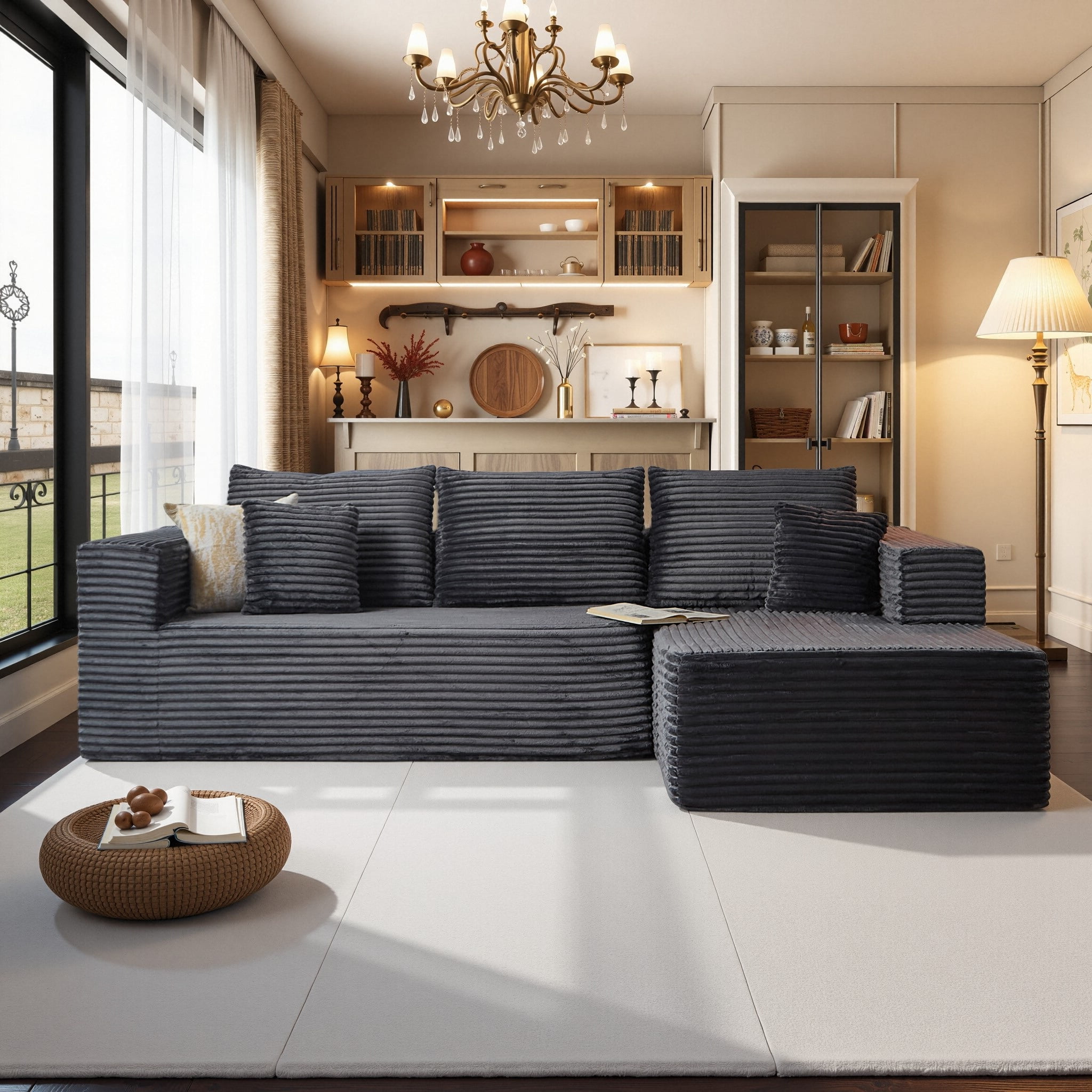 LIAROO 108" Modular Sectional Sofa, Cloud L-Shape Couch with Deep Seats ...