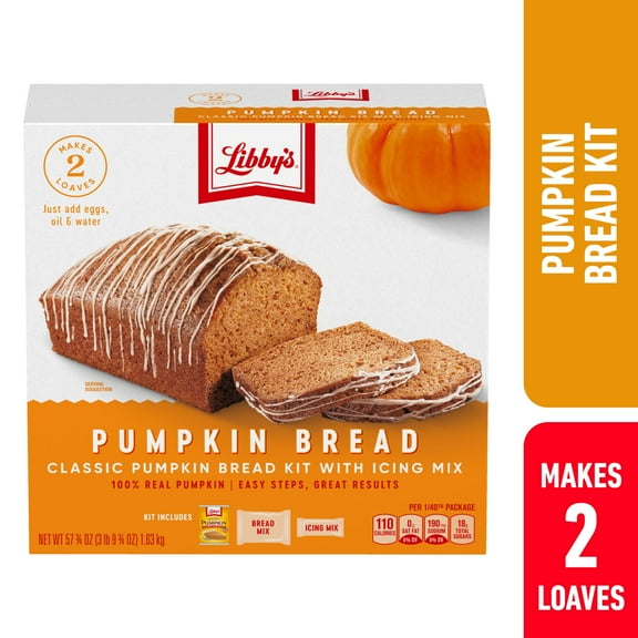LIBBY'S Pumpkin Bread Kit With Icing Baking Mix Powders, 57.75 oz Box