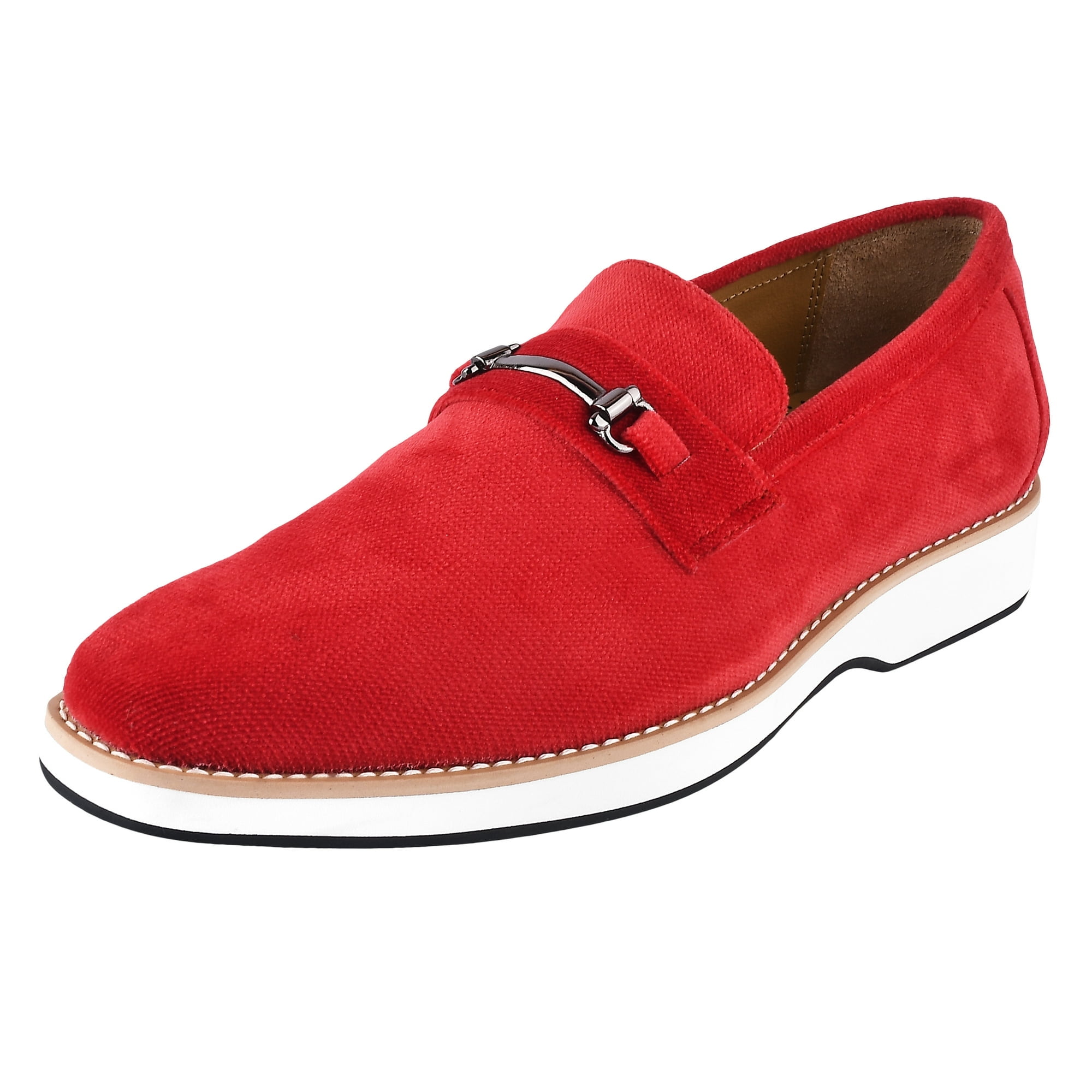 LIBERTYZENO Mens Classic Velvet slip on Loafer Shoes Red - Walmart.com