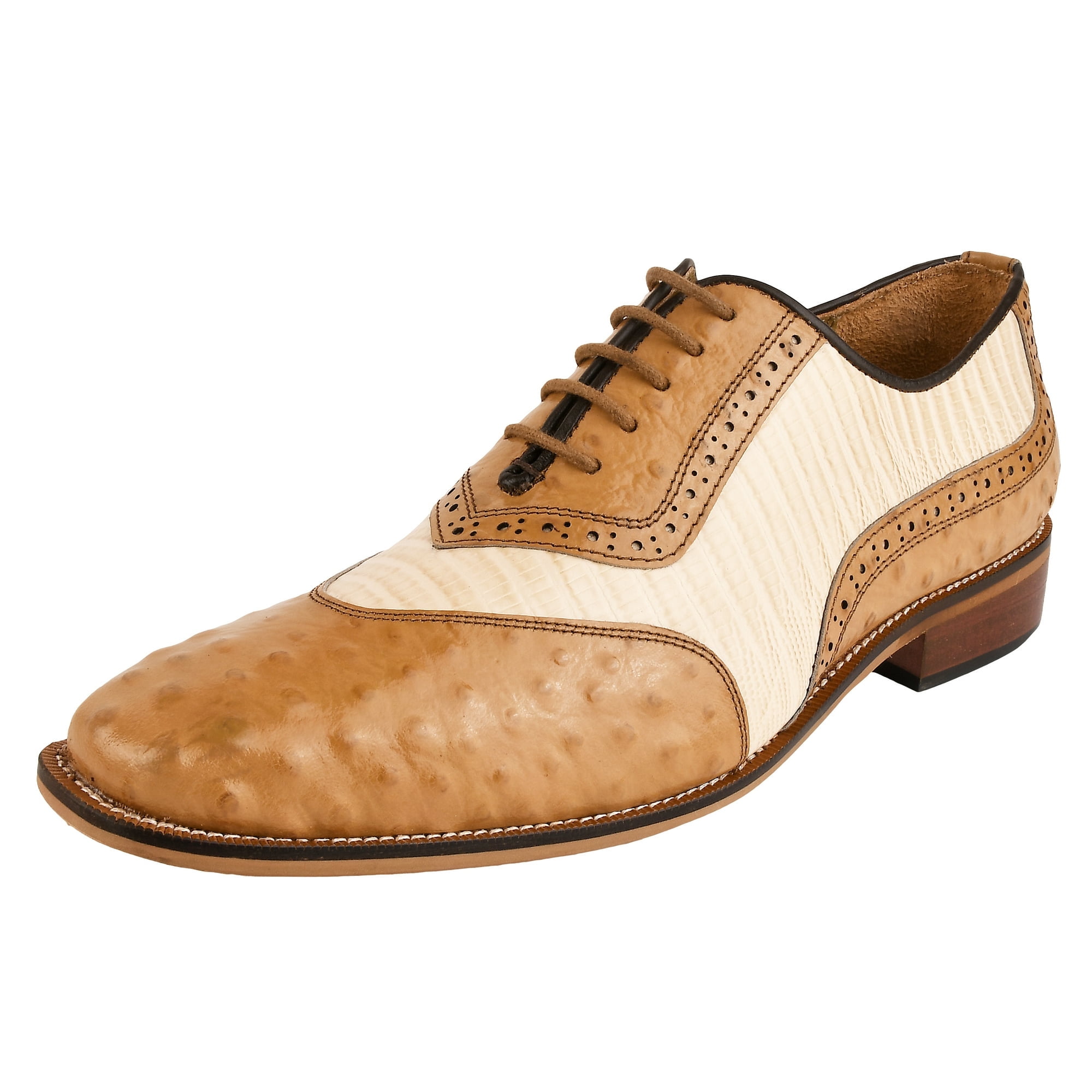 LIBERTYZENO Mens Finest Leather Lace Up Oxford Dress Shoe Ostrich Print ...