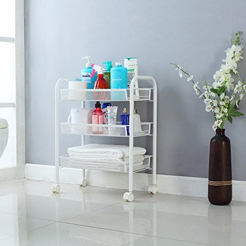 LIBOOI 3 Tier Kitchen Storage Cart, Multifunction Utility Rolling Cart ...
