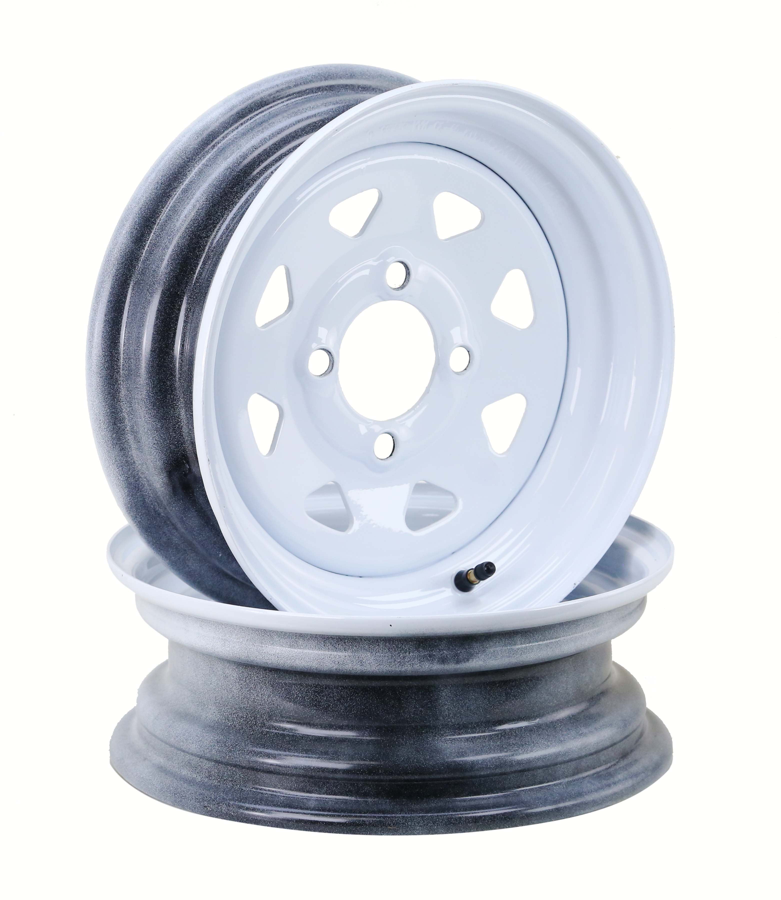 LIBRA 12 x 4 Trailer Wheels 4 Lug on 4" Bolt Pattern White Spoke, Set 2 ...