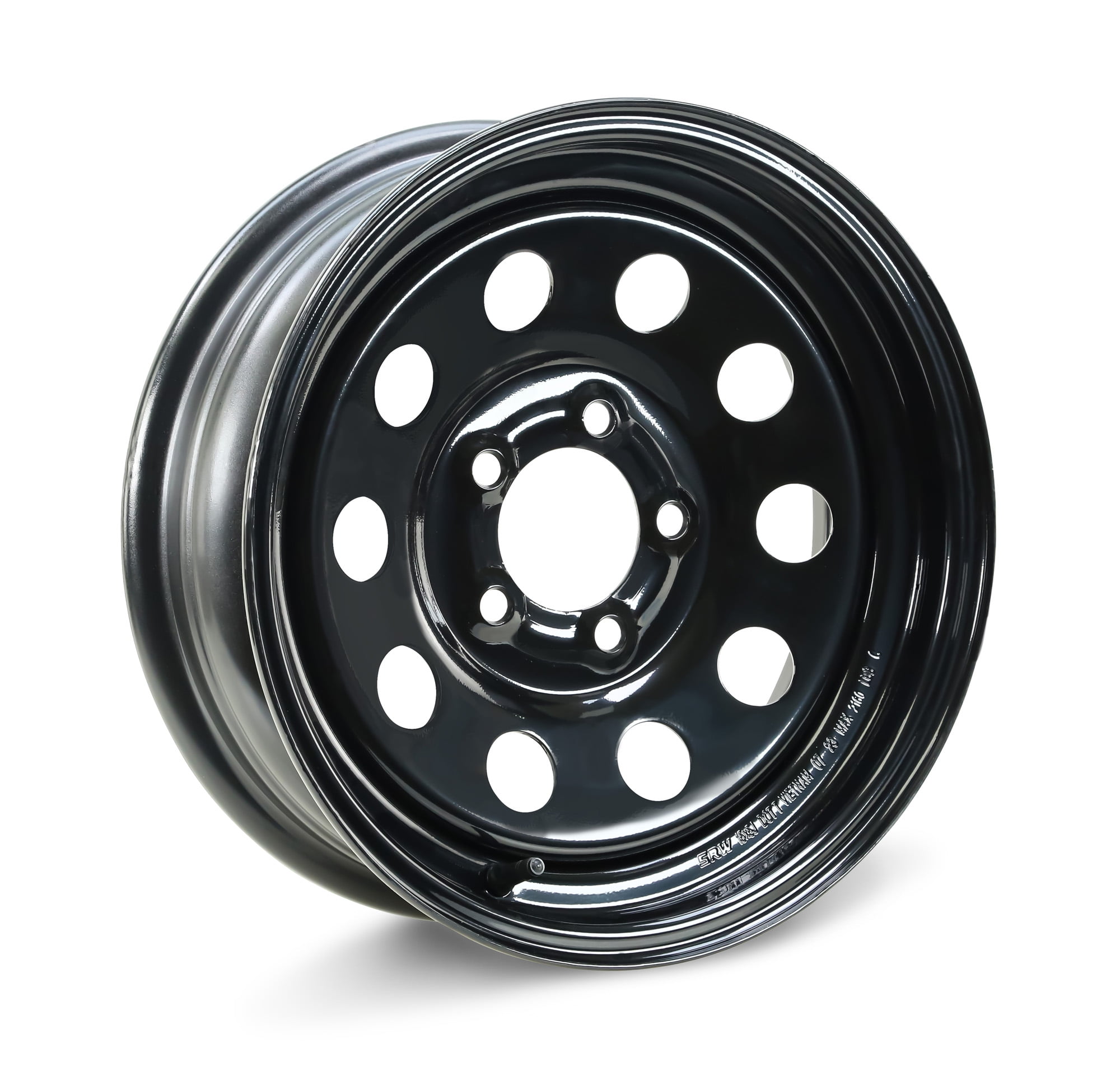 LIBRA 15 x 5 Trailer Wheel 5 Lug on 5" Bolt Pattern Black Mod -17027 ...
