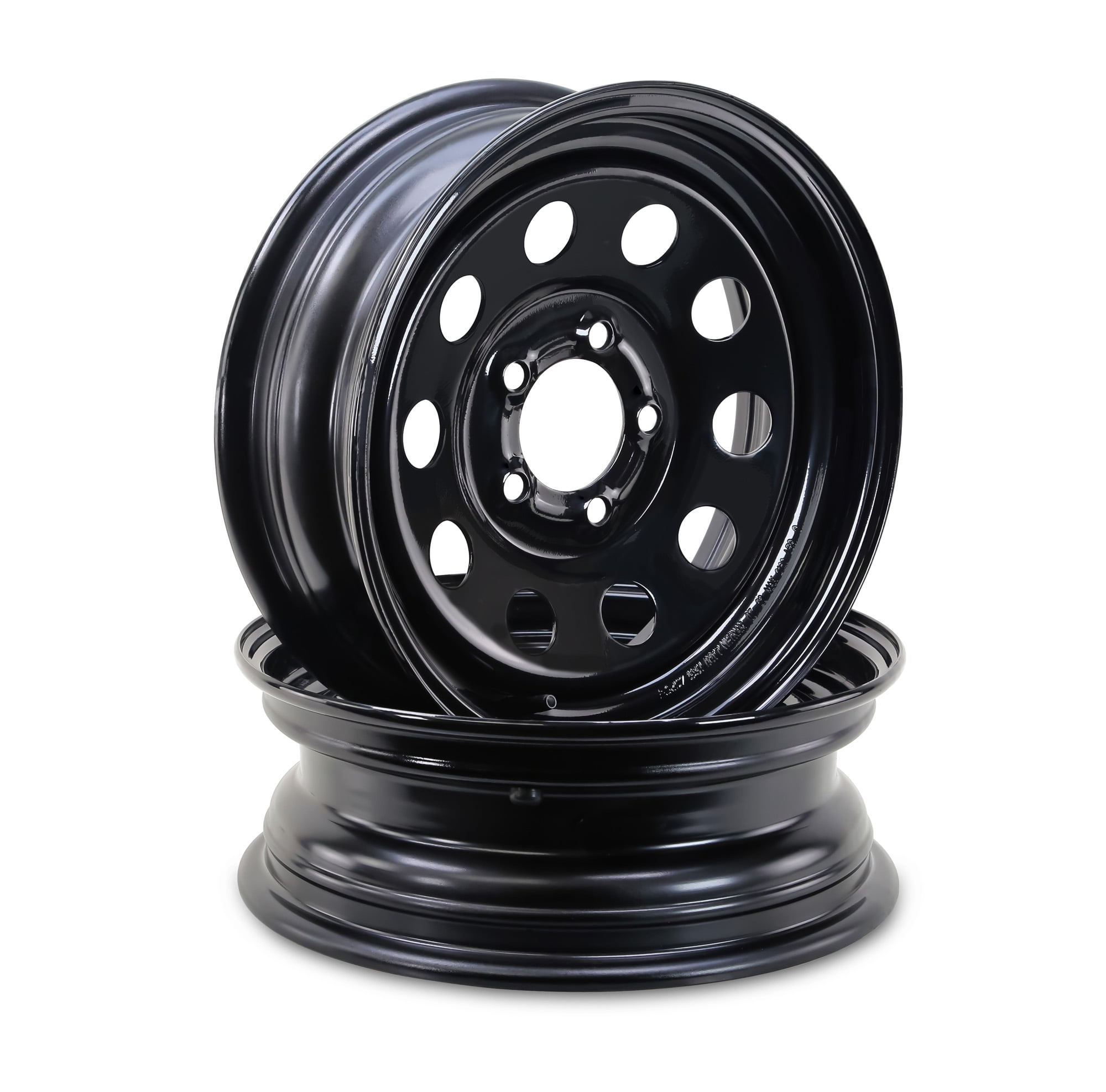 LIBRA 15 x 5 Trailer Wheels 5 Lug on 5" Bolt Pattern Black Mod, Set 2 ...