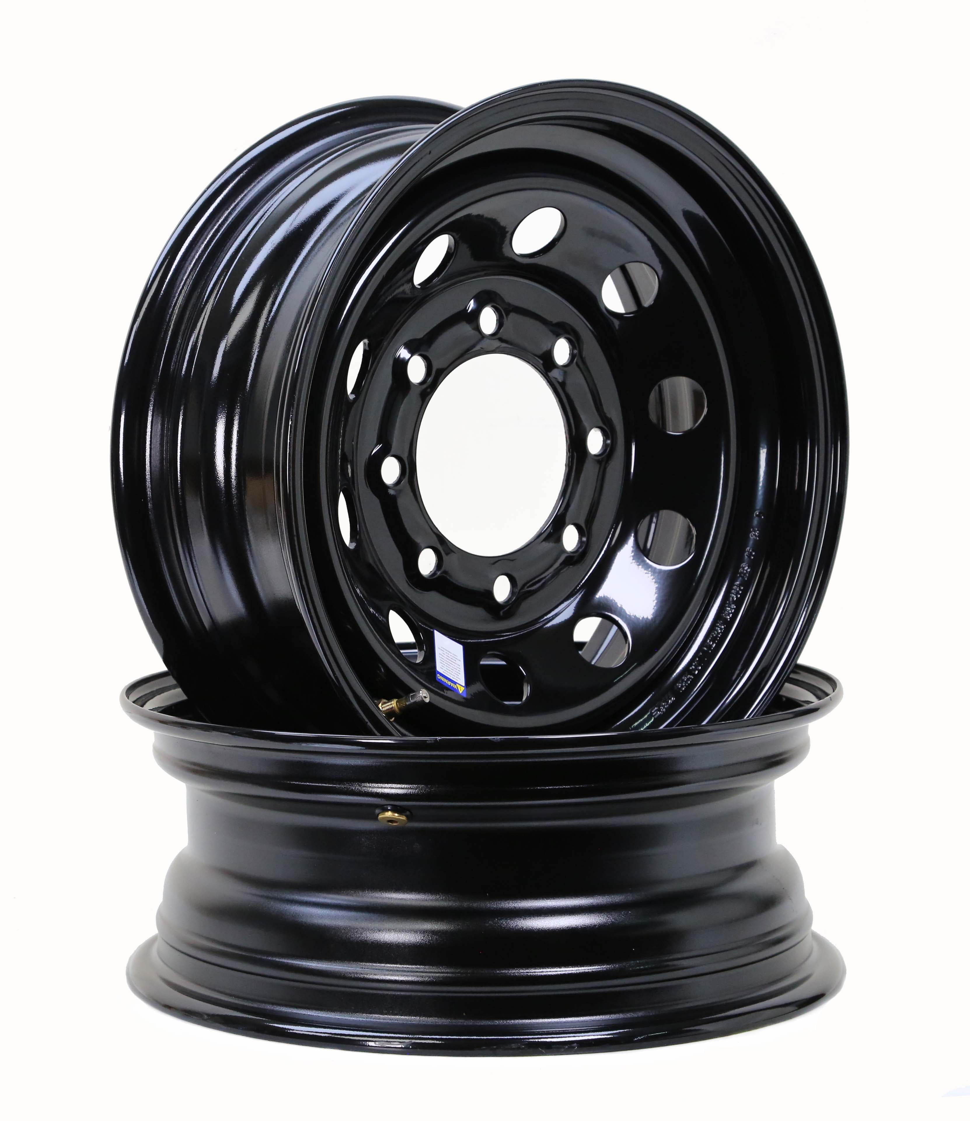 LIBRA 16 x 6 Trailer Wheels 8 Lug on 6.5" Bolt Pattern Black Mod, Set 2 ...