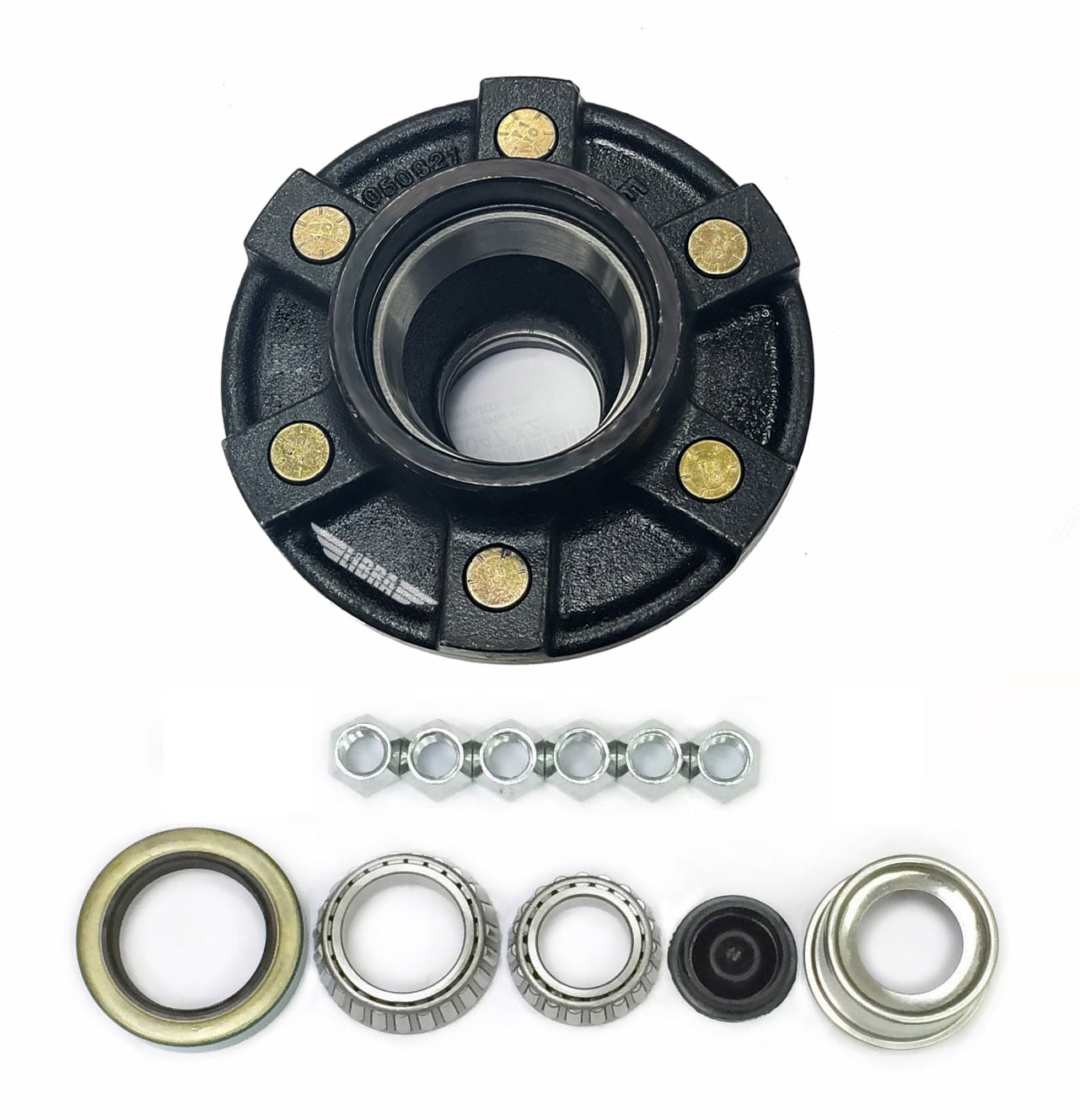 LIBRA Trailer 6 Lug Idler Hub Kit with Wheel Studs, Bearings & Cap for ...