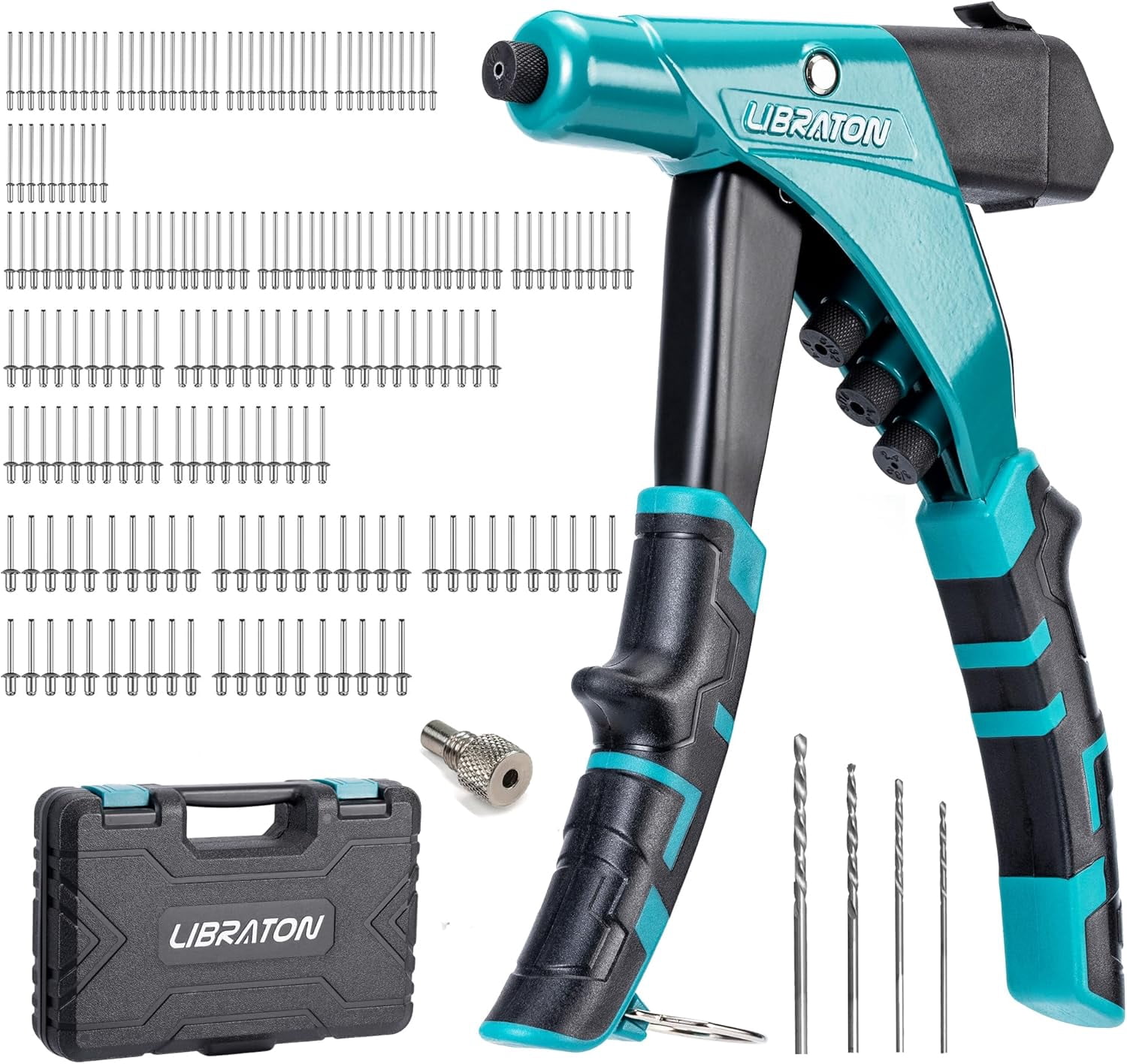 LIBRATON Professional Heavy Duty Rivet Gun, One-Handed Pop Rivet Gun ...