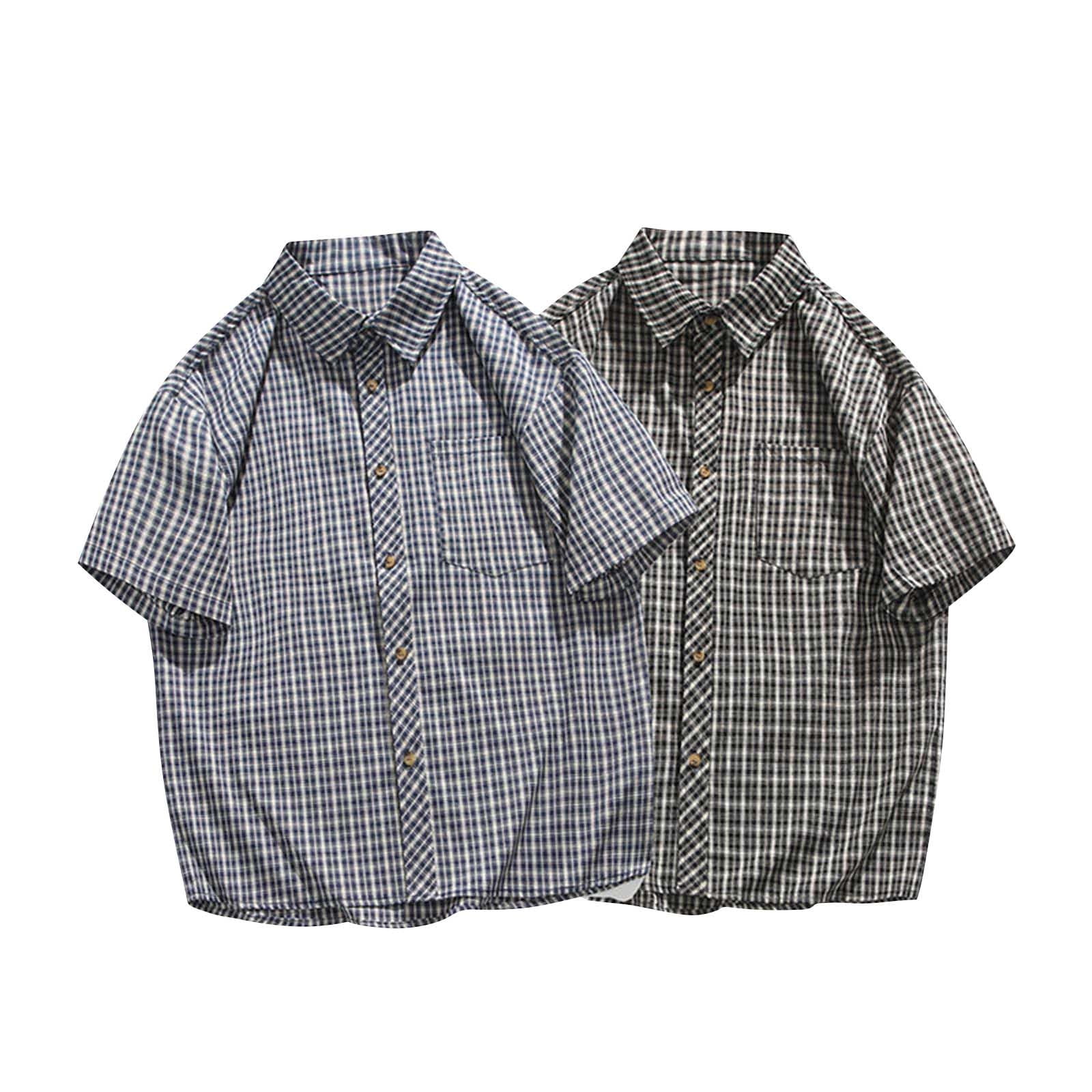 LIBRCLO Casual Plaid Shirts for Mens, Lightweight Summer Button Down ...