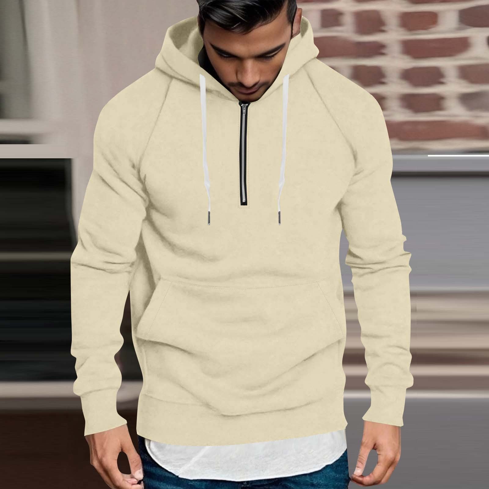 LIBRCLO Hoodies for Men with Zipper Drawstring Hooded Sweatshirts Long ...