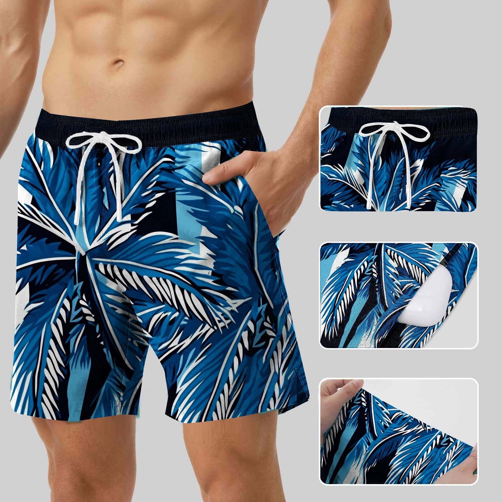 LIBRCLO Mens Board Shorts Casual Elastic Waist Drawstring Shorts Quick ...