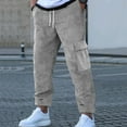 LIBRCLO Mens Cargo Pants Elastic Waist Drawstring Corduroy Pants Casual ...