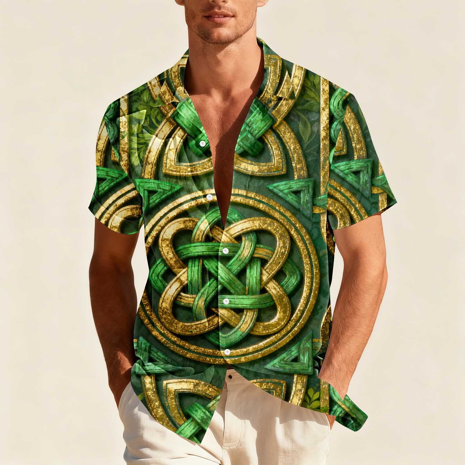 LIBRCLO Mens St. Patricks Day Clothes, Novelty Short Sleeve Button-Up ...