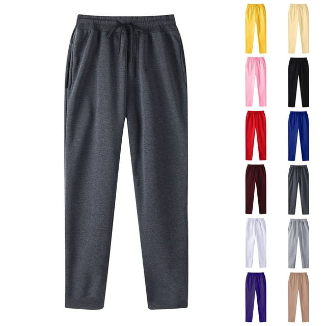 LIBRCLO Mens Sweatpants Open Bottom Solid Color Casual Jogger Pants ...