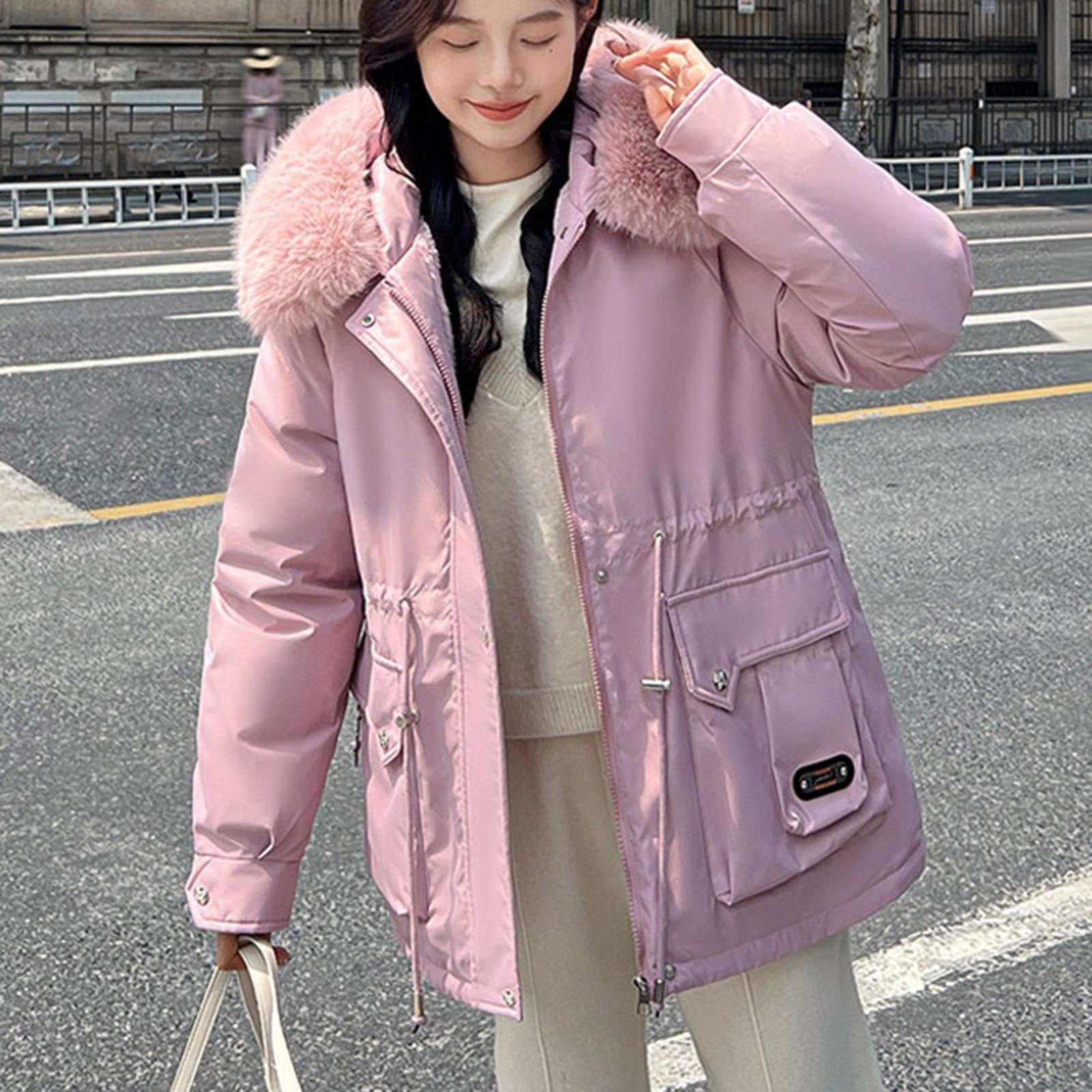 LIBRCLO Puffer Jackets for Women Fashion Short Solid Color Zipper ...