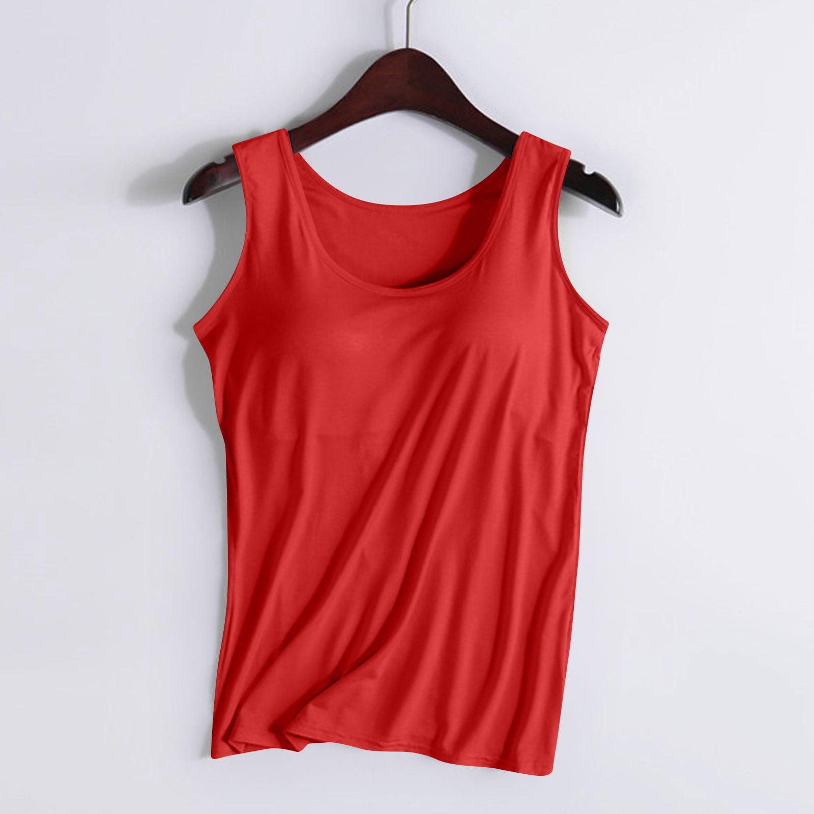LIBRCLO Womens Tank Tops Crew Neck Camisole With Chest Pad No Steel ...