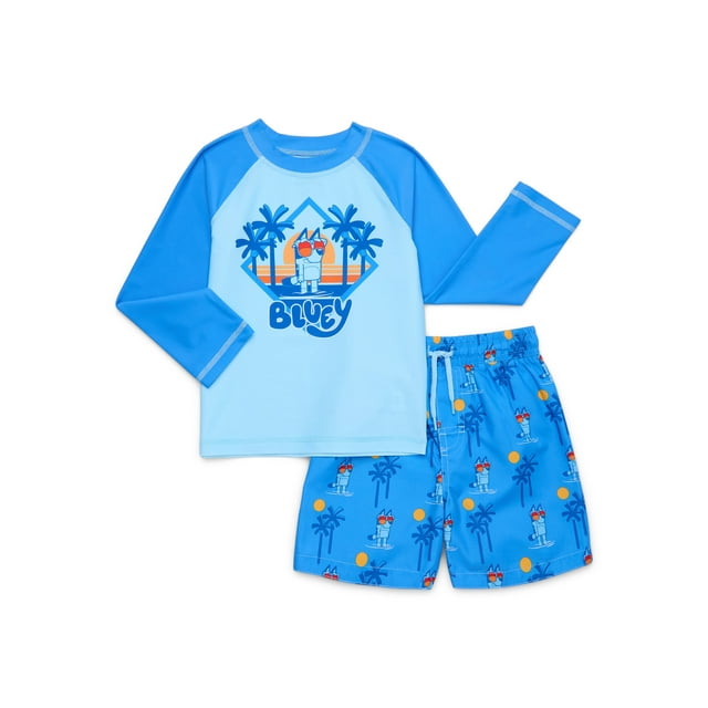 Character Toddler Boy Long- Sleeve Rash Guard and Swim Trunk Set, 2 ...