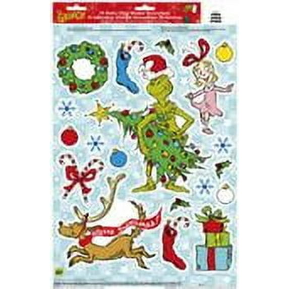 Licensed Dr. Seuss Grinch Reusable Window Cling for Kids - Multi Color ...