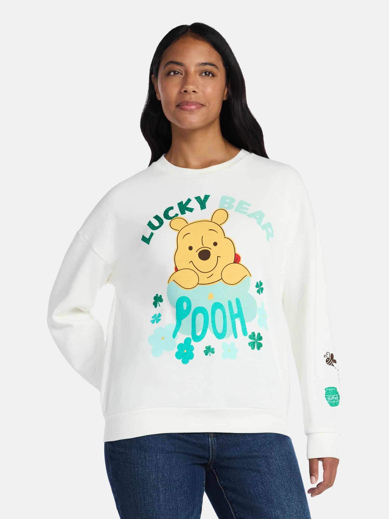 Winnie the Pooh Women's St. Patrick's Day Graphic Sweatshirt with Long ...