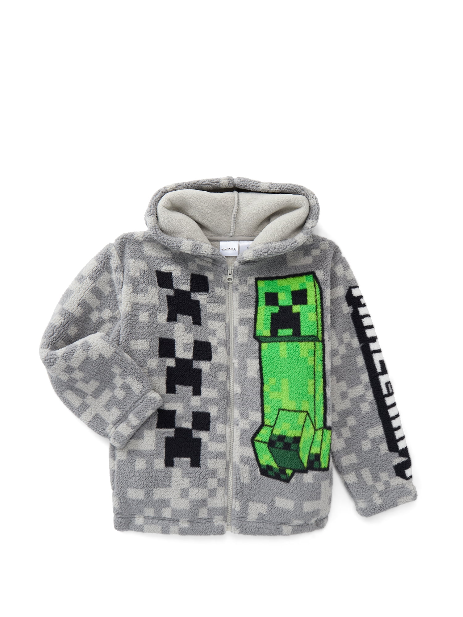 Minecraft Boys Faux Shearling Plush Jacket with Hood, Sizes 4-12 ...