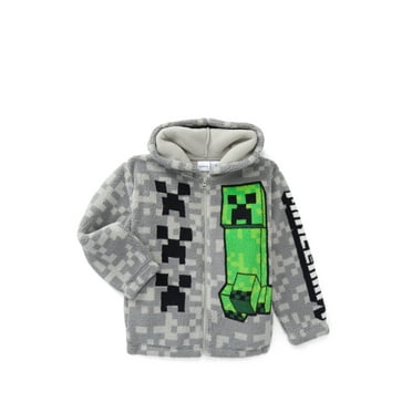 Minecraft Boys Bomber Jacket Creeper Design Zip-Up Kids Outerwear Sizes ...