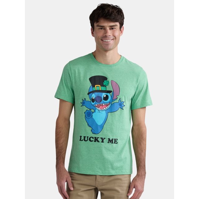 Disney Stitch Men's & Big Men's Saint Patrick's Day Graphic Tee, Sizes ...