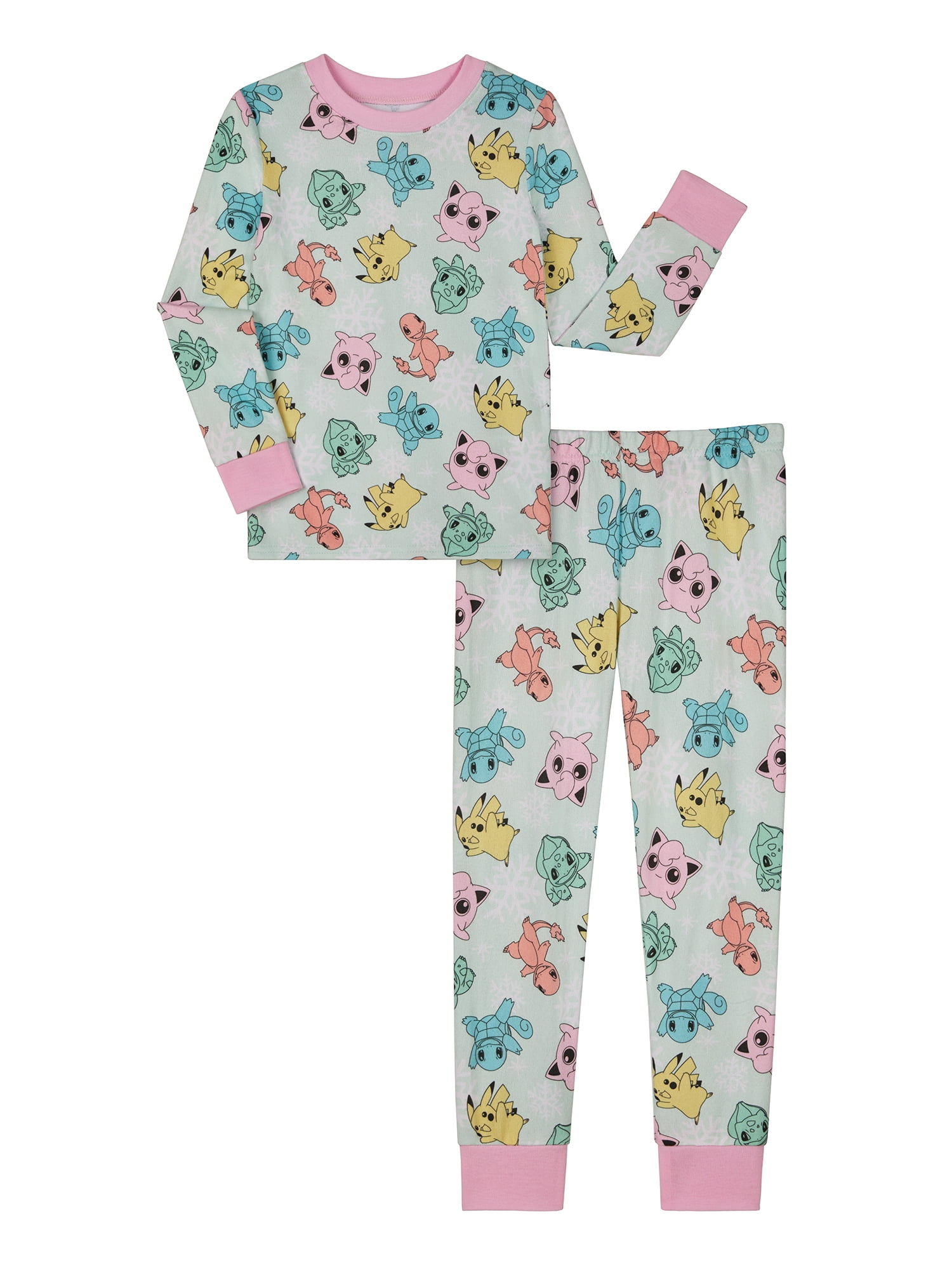 Pokemon Girls Snug Fit Long Sleeve Top and Sleep Pants, 2-Piece Pajama ...
