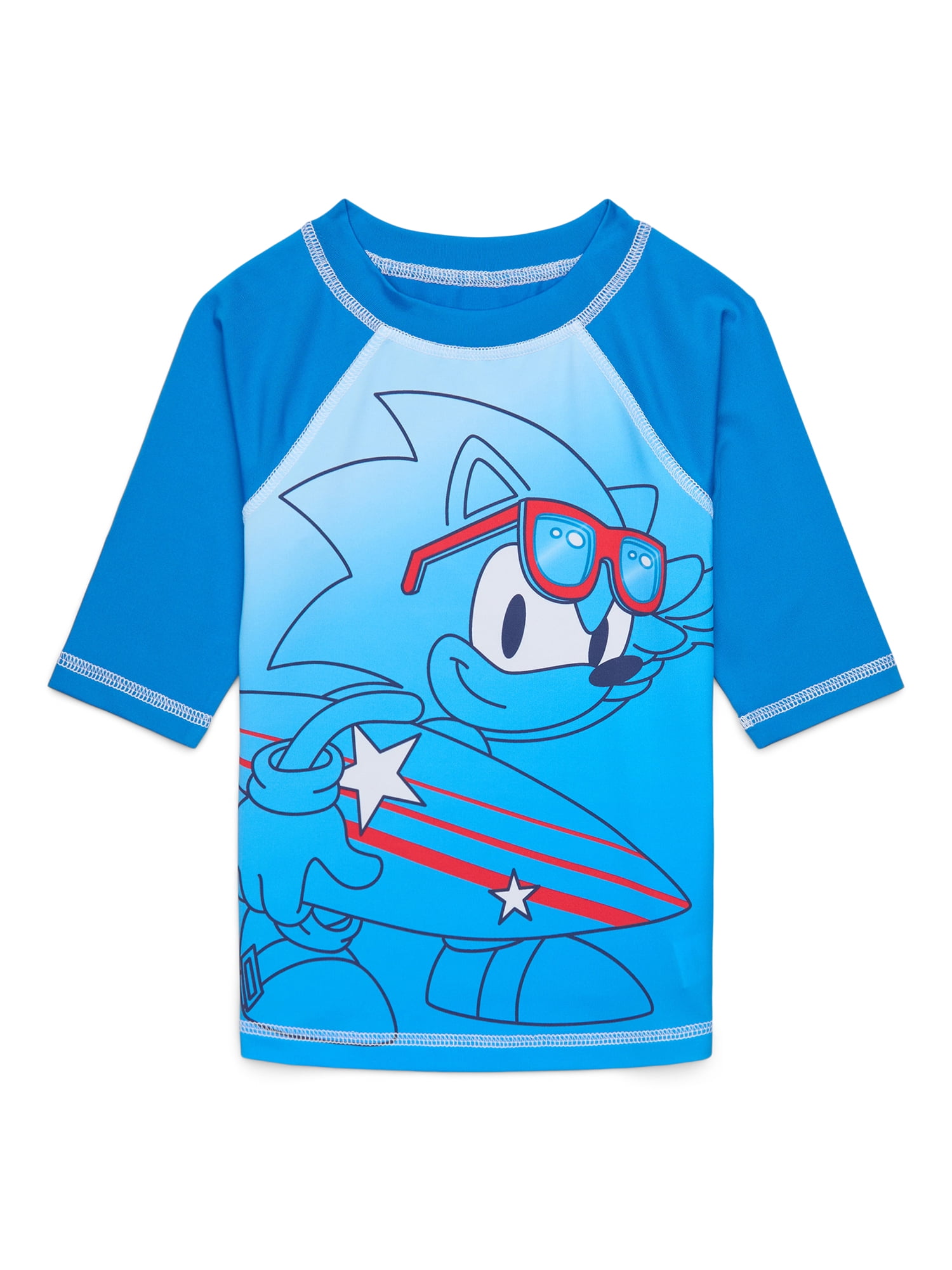SEGA Sonic The Hedgehog Boys Swim Rashguard with Short-Sleeves and UPF ...