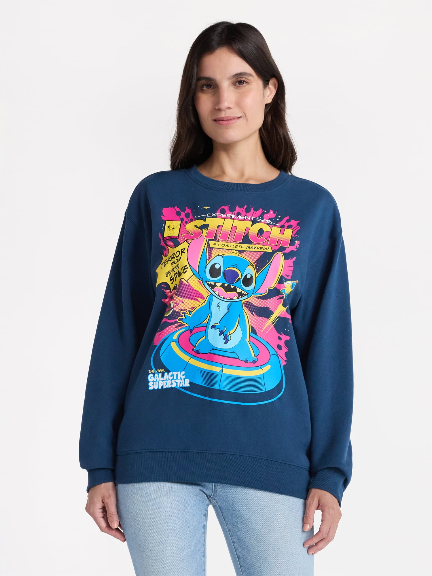 Disney Women's Stitch Sweatshirt with Long Sleeves, Sizes XXS-XXL ...