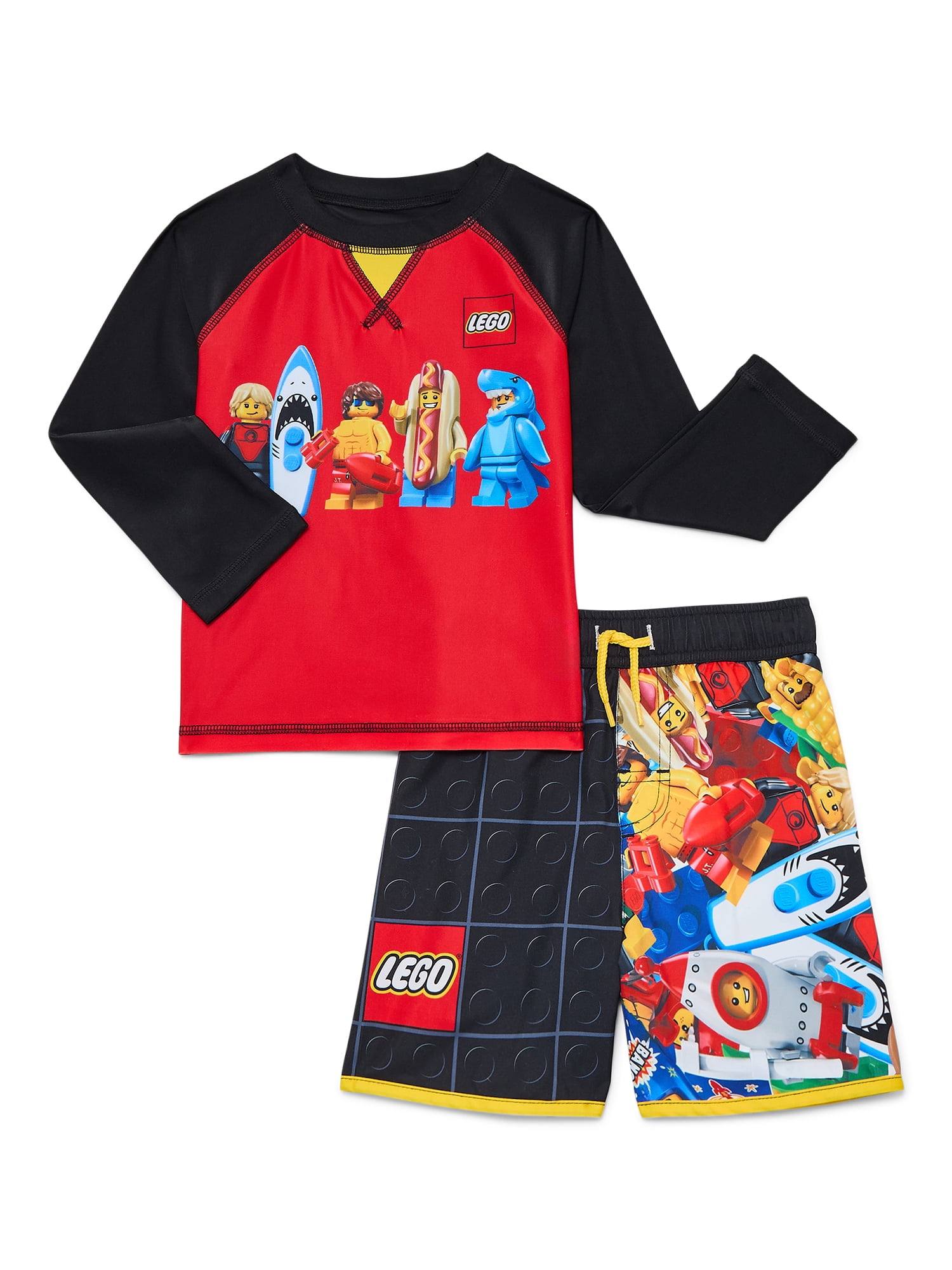 Character Toddler Boy Long- Sleeve Rash Guard and Trunk Swim Set, 2 ...
