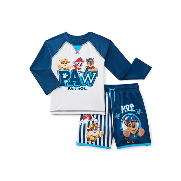 Character Toddler Boy Long- Sleeve Rash Guard and Swim Trunks, 2-Piece ...