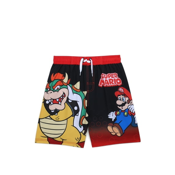 Super Mario Boys Swim Trunks, Sizes 4-12, Mario Pool Beach Shorts with ...