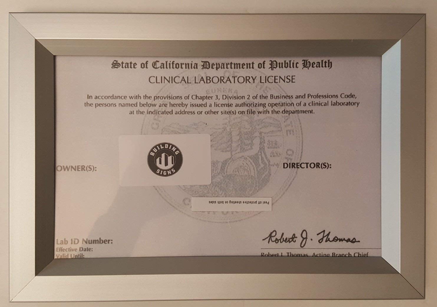 LICENSE FRAME CA 8.5 X 5.5 ( Heavy Duty - Aluminum) - Walmart.com