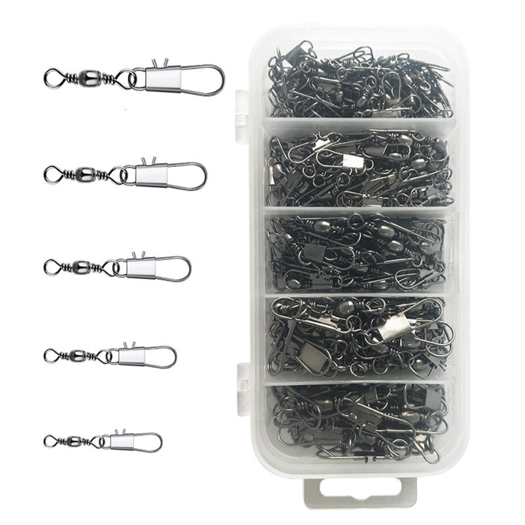 LICEWO 200Pcs Rolling Swivels Barrels Fishhook Rings Snap Fishhook ...